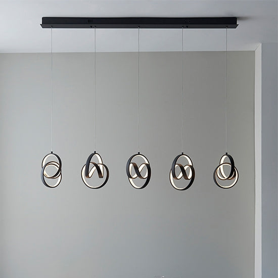Cosma LED 5 Lights Linear Ceiling Pendant Light In Textured Black ...