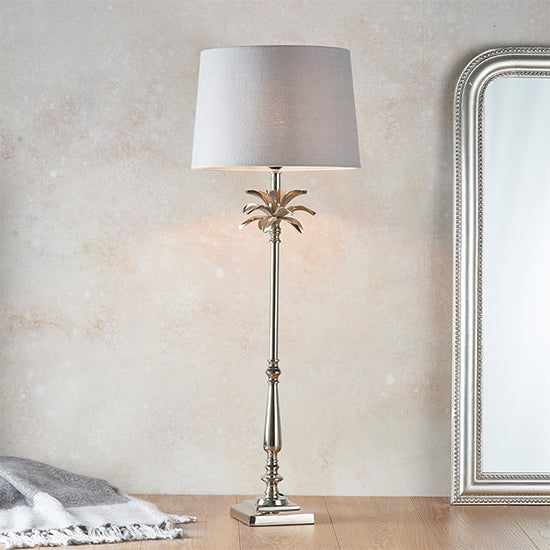 Leaf And Mia Tall Charcoal Shade Table Lamp In Polished Nickel ...
